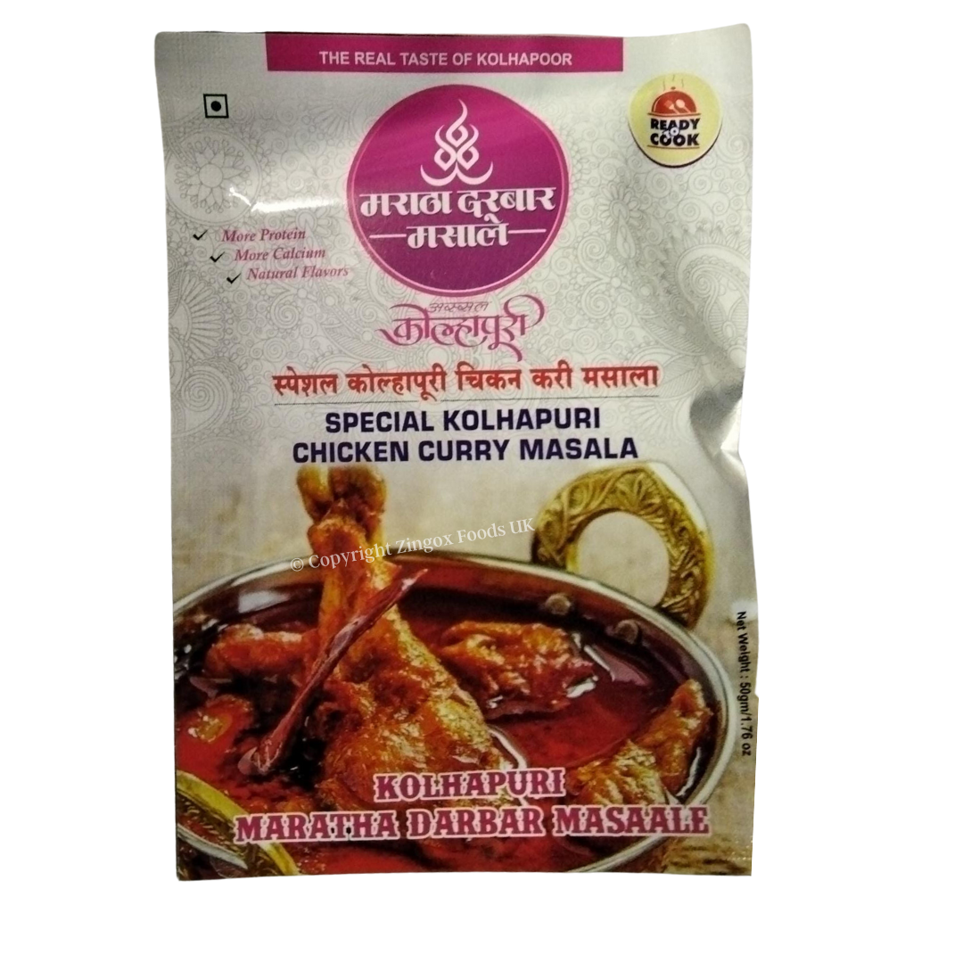 Maratha Darbar Kolhapuri Chicken Curry Masala 50g – Zingox Foods UK